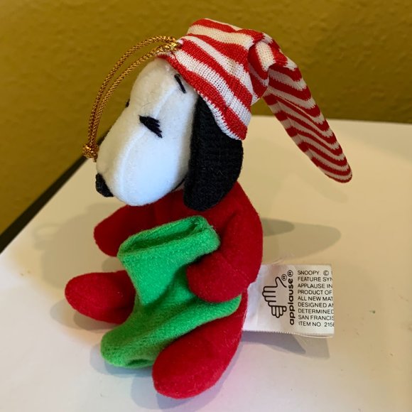 Applause | Holiday | Peanuts Snoopy Christmas Ornament Plush In Pjs ...